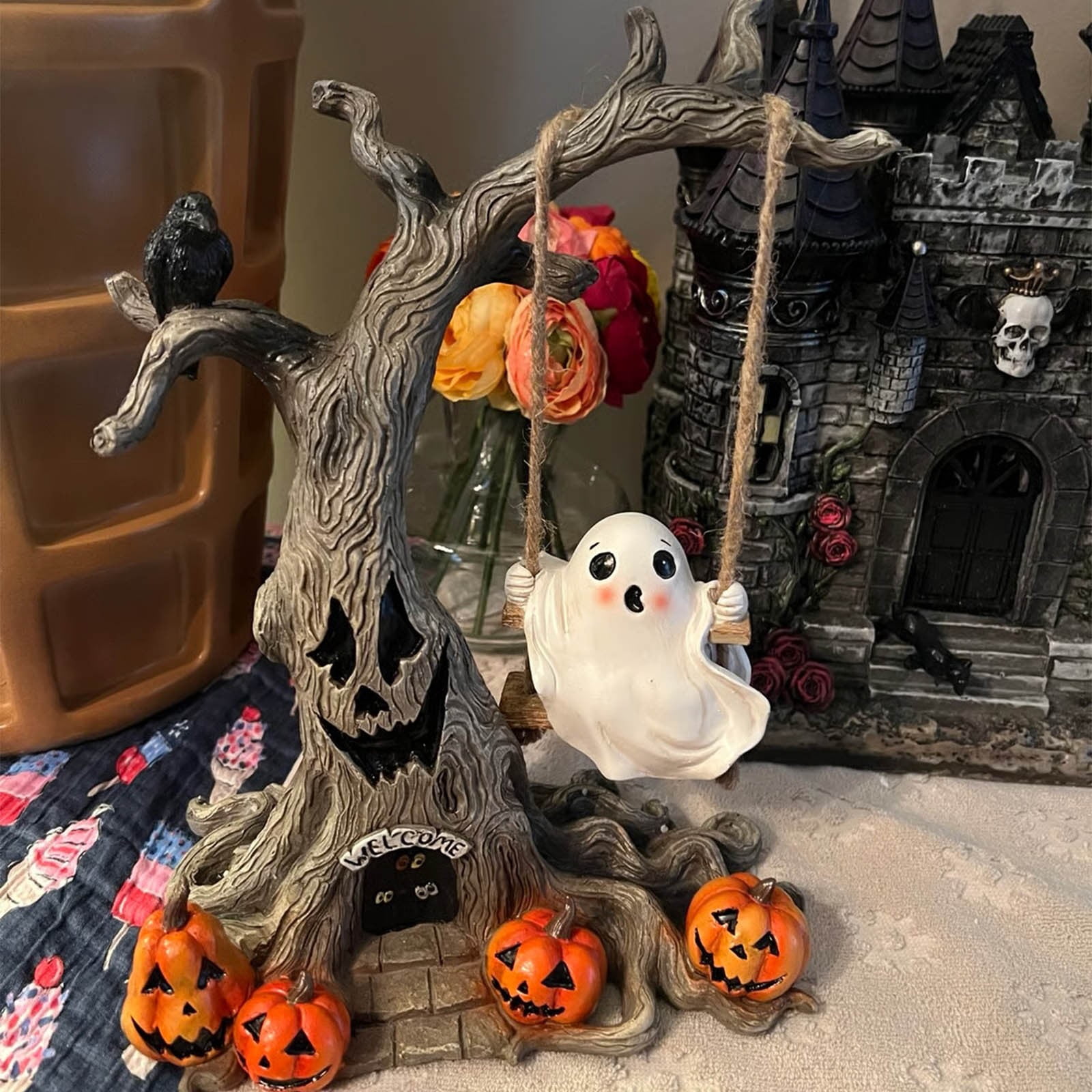 Ghost on a Tree Swing, Cute Swinging Ghost Decor - Halloween Decorations Indoor, Funny Ghost ...