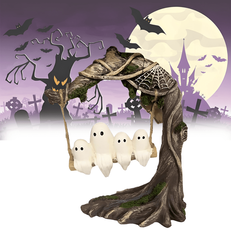 Ghost on a Tree Swing,Swinging Ghost on Tree Swing,Halloween Figurines ...