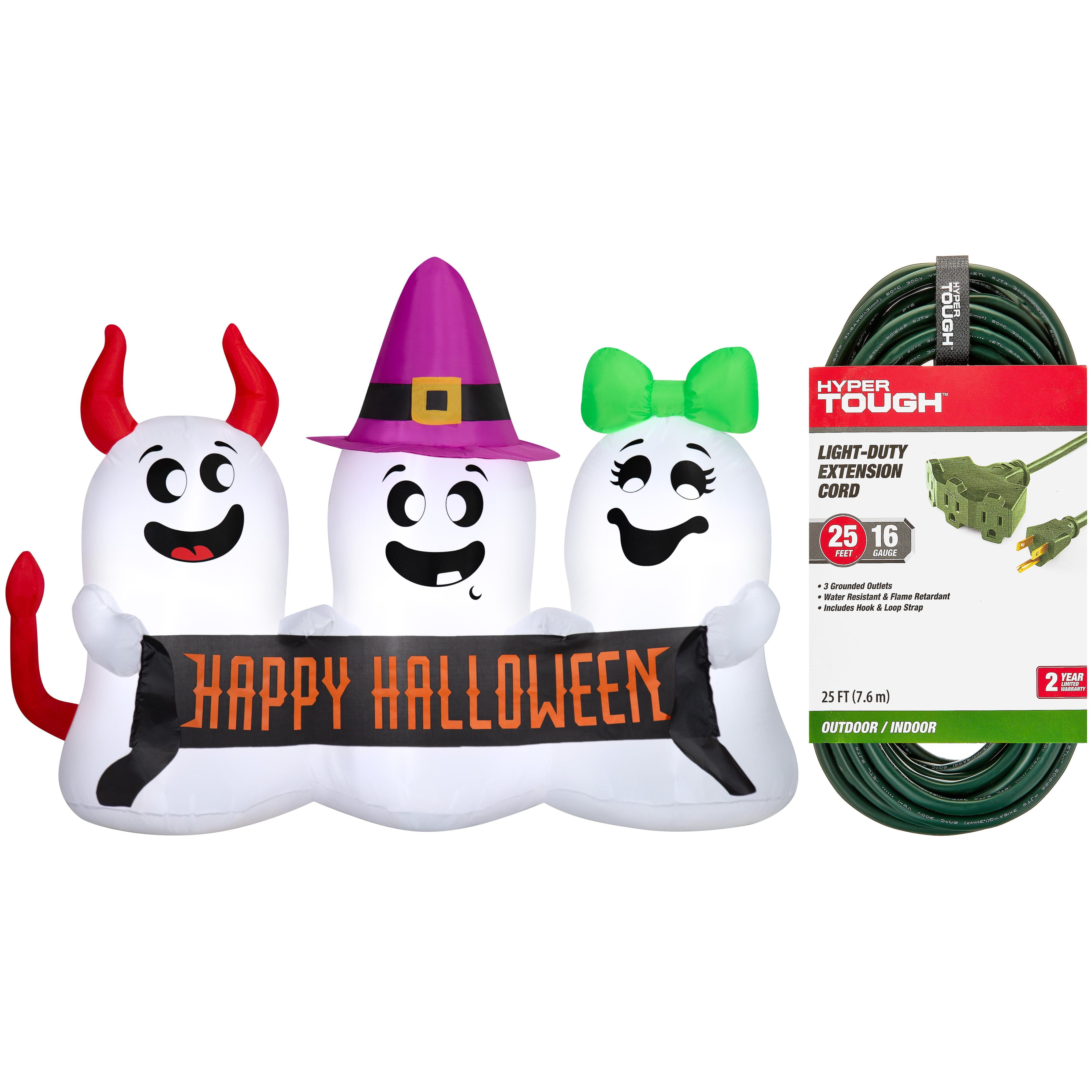 Ghost Trio with Banner Yard Inflatable + Hyper Tough 25FT Tri-Outlet ...