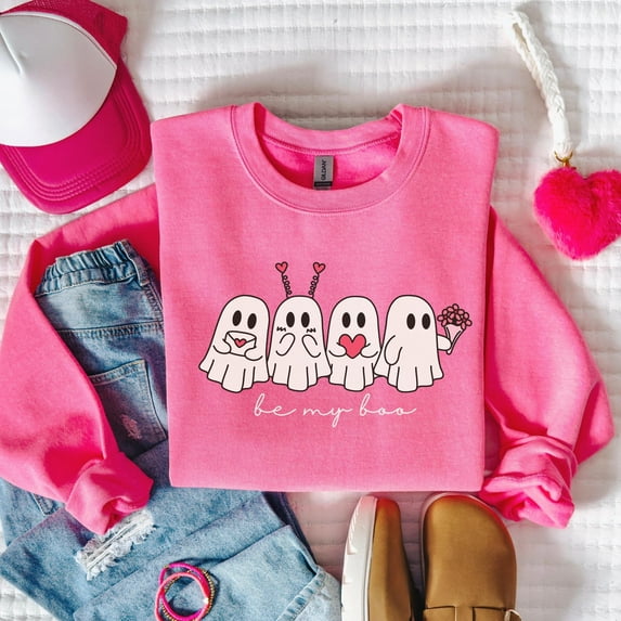 Ghost Valentine T-Shirt, Be My Boo Funny Valentine Crewneck, Cozy ...