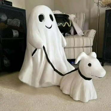 Ghost Walking Dog Statue, Cute Ghost Statue With Dog, Ghost Walking A ...