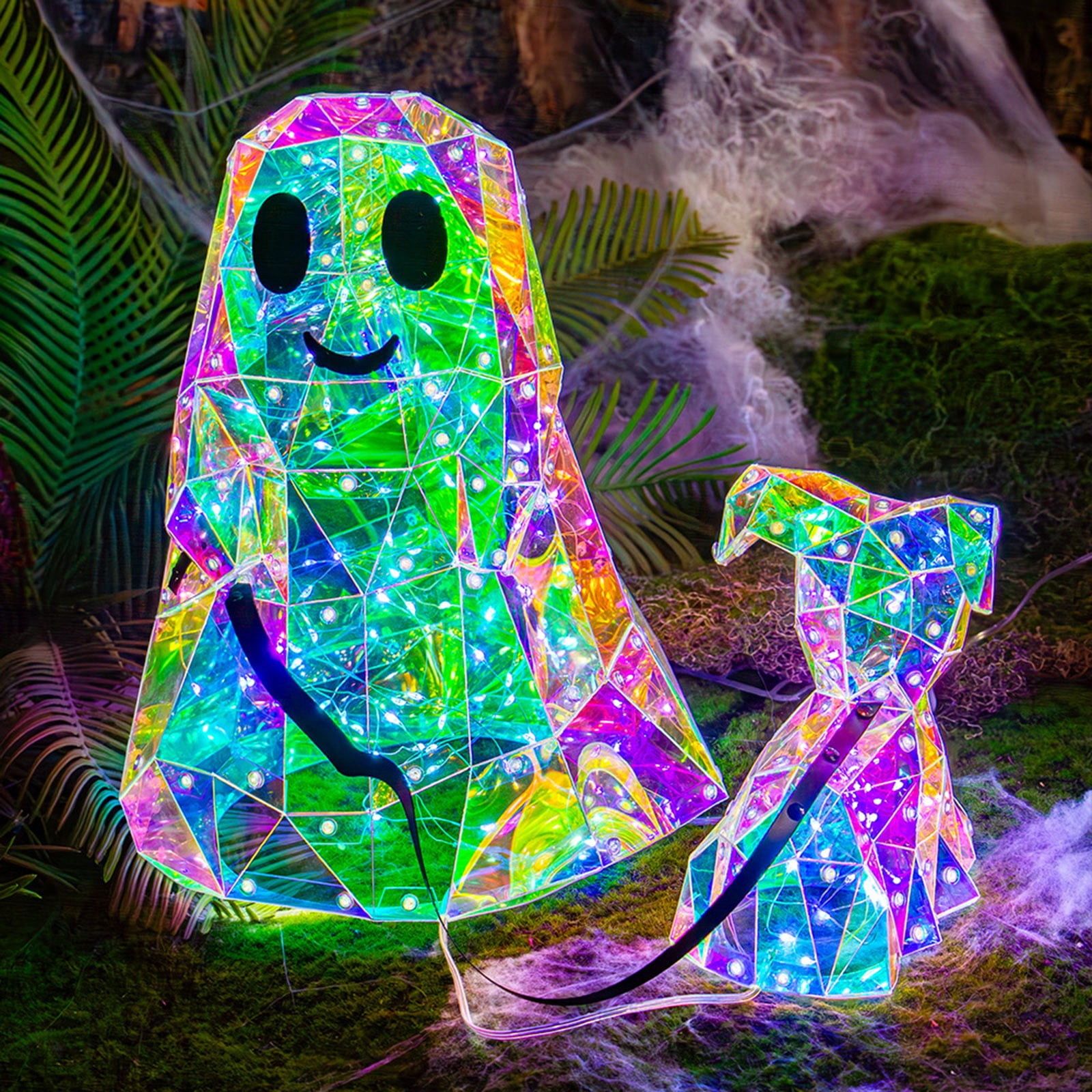 Ghost Walking Dog"Prism Rainbow"Statue,Halloween Ghost Walking Dog ...