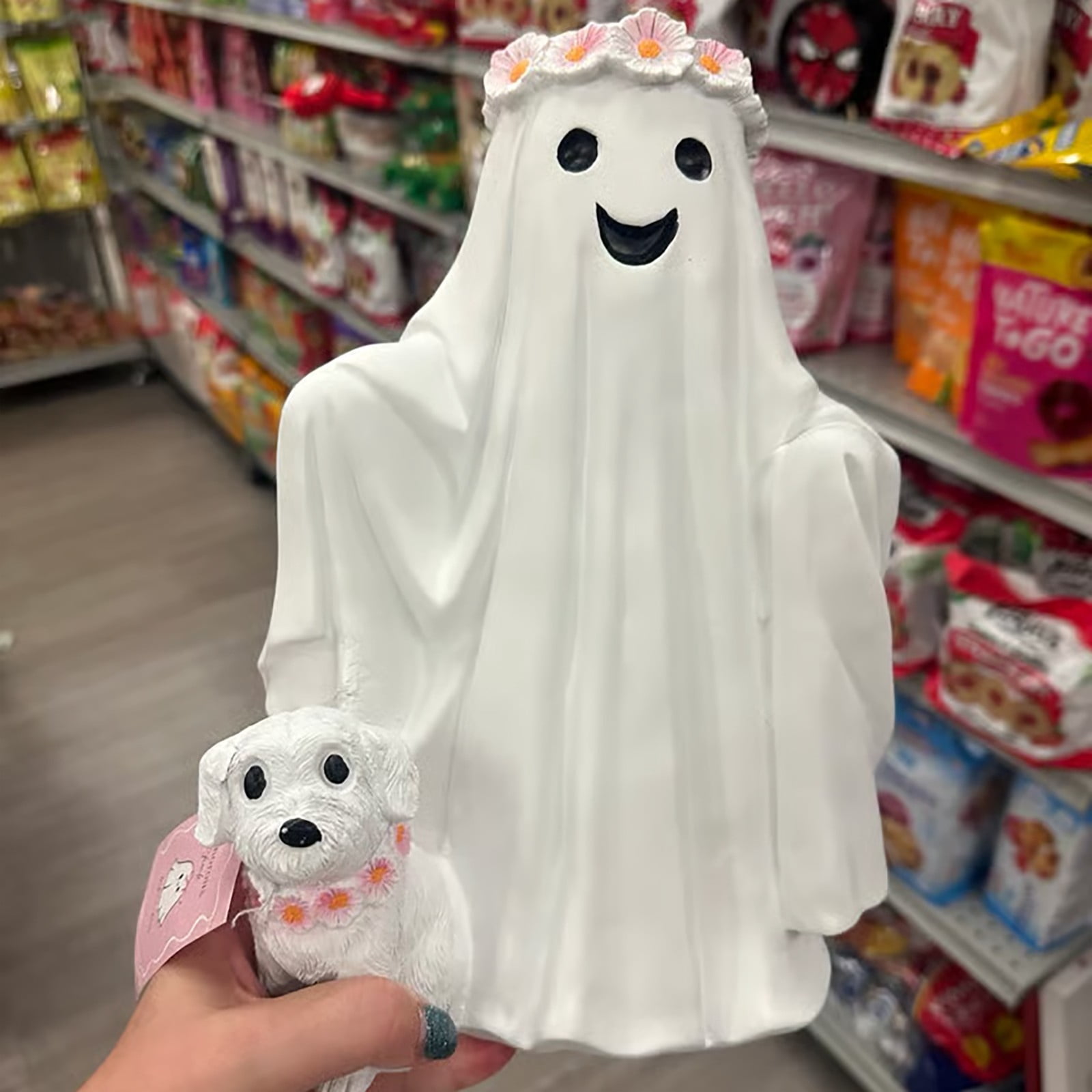 Ghost Walking Dog Statue - Charming Resin Figurine For Indoor Outdoor ...