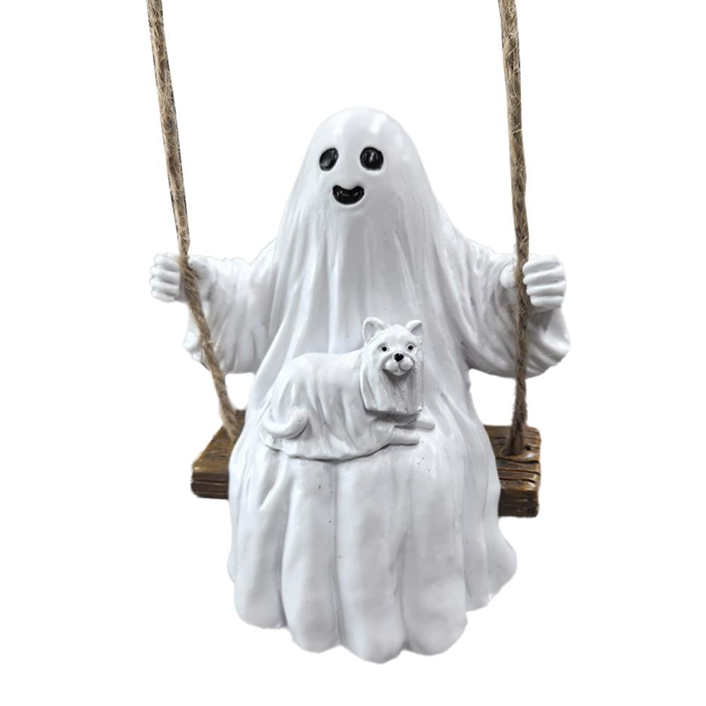 Ghost Walking Dog Statue, Cute Ghost Statue With Dog, Ghost Walking A ...