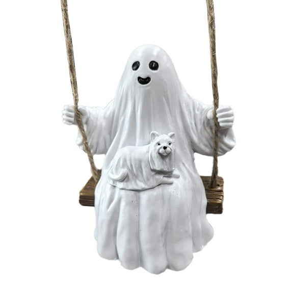 Ghost Walking Dog Statue, Cute Ghost Statue With Dog, Ghost Walking A ...