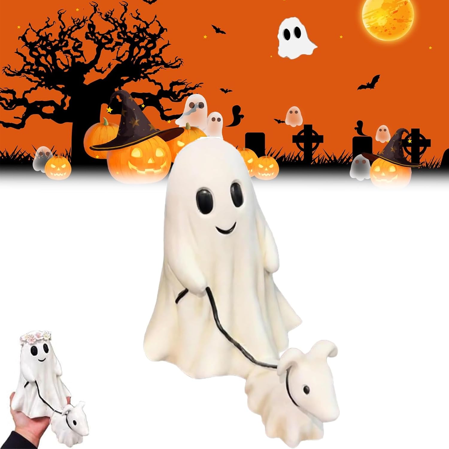 Ghost Walking Dog Statue, Funny Halloween Ghost Dog Statues, Ghost ...