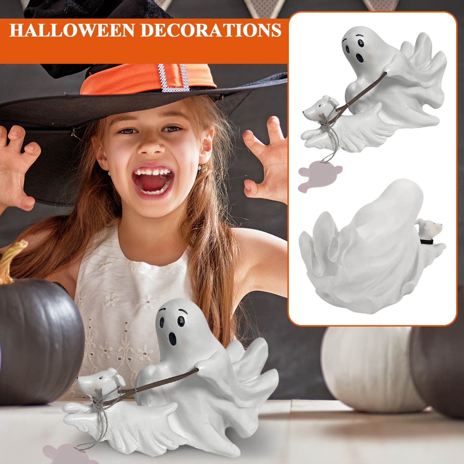 Ghost Walking Dog Statue, Ghost Running Dog Figure Halloween ...