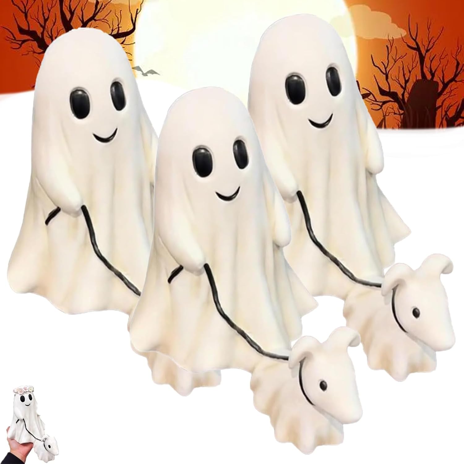 Ghost Walking Dog Statue, Halloween Ghost Dog Statue, Ghost Dog, Spooky ...