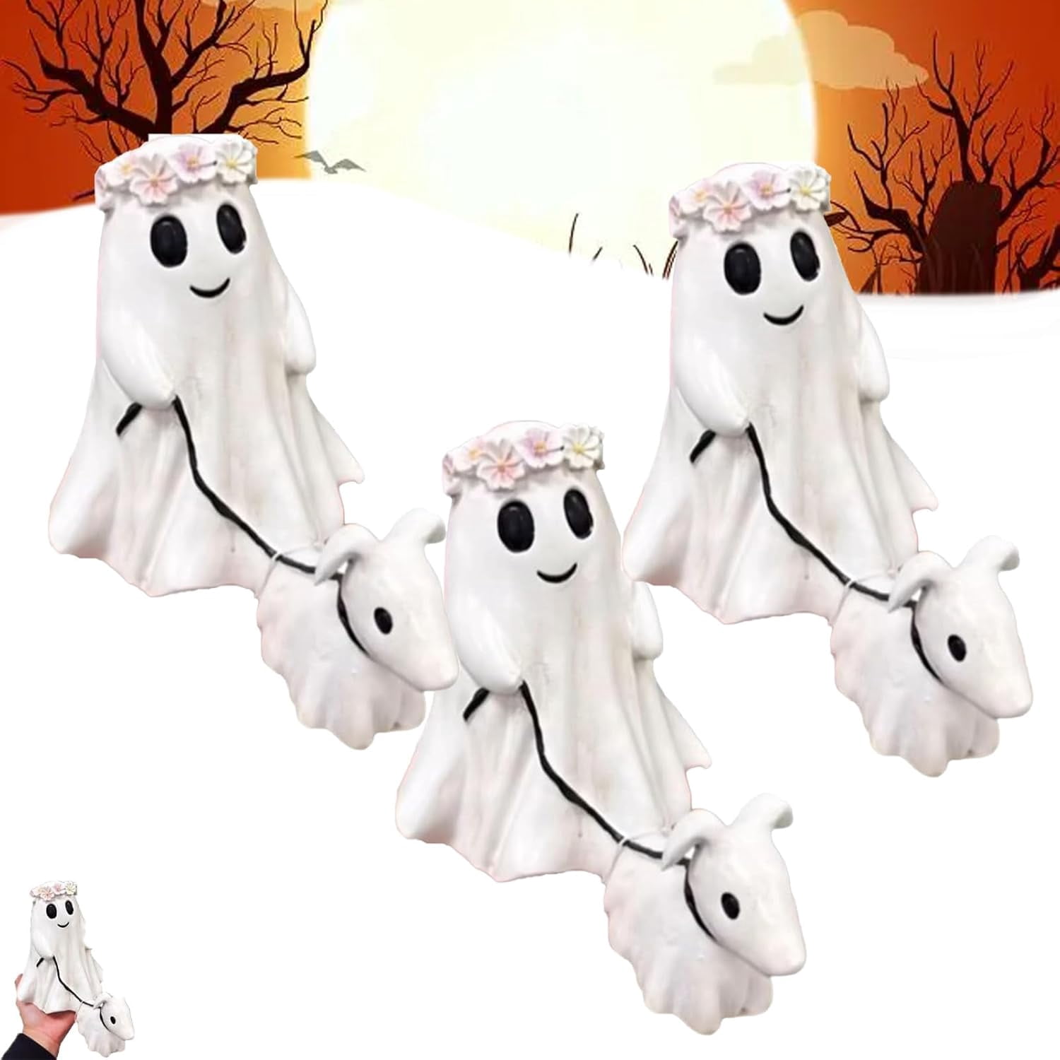 Ghost Walking Dog Statue, Halloween Ghost Dog Statue, Ghost Dog, Spooky ...
