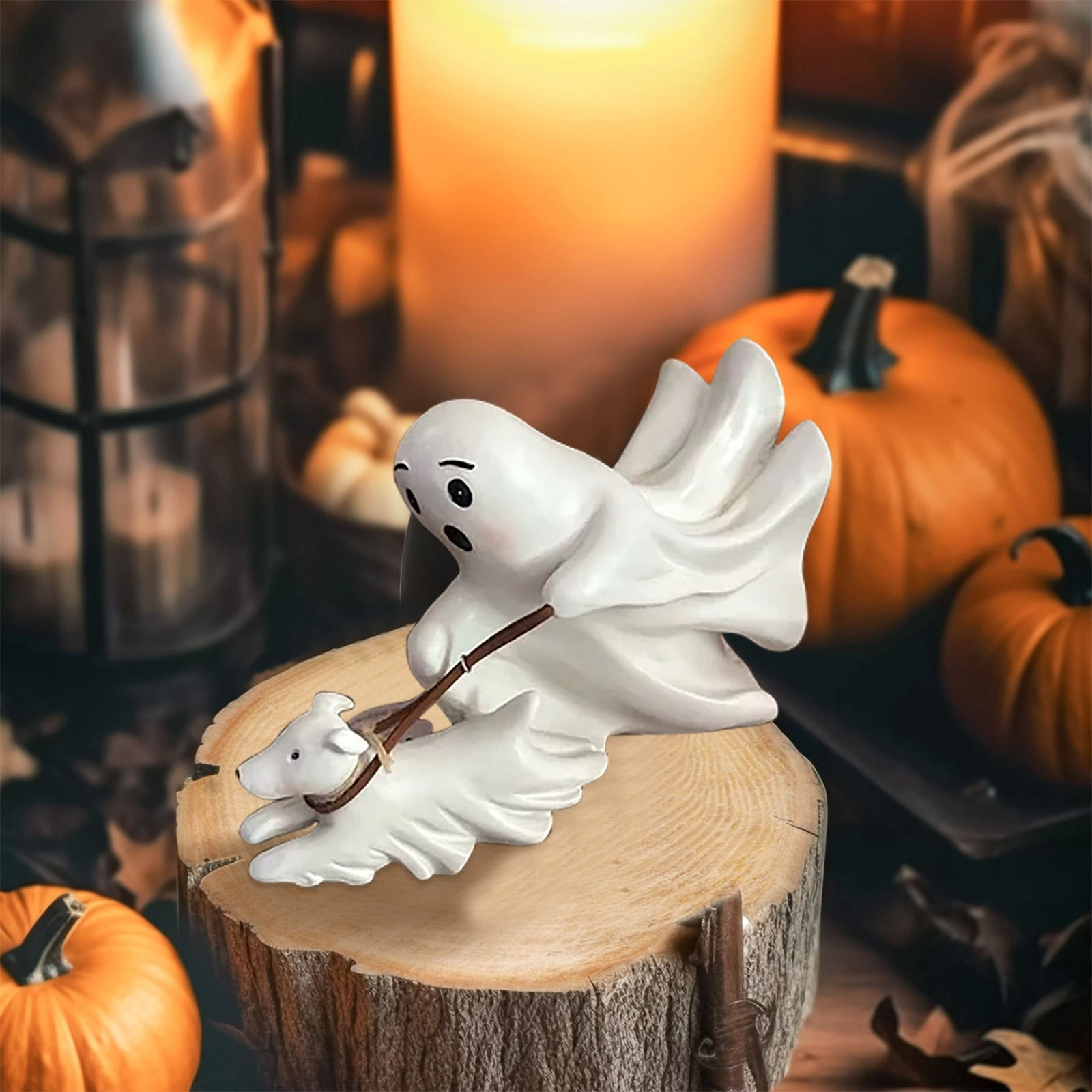 Ghost Walking Dog Statue Halloween Figurine Spooky Ghost Walking Dog 7 ...
