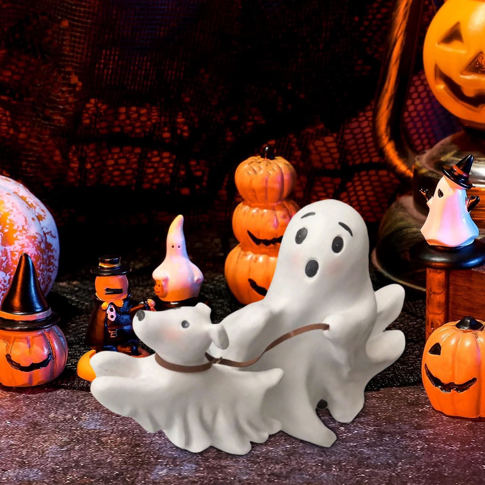 Ghost Walking Dog Statue, Halloween Spooky Ghost Statue Decor, Ghost ...