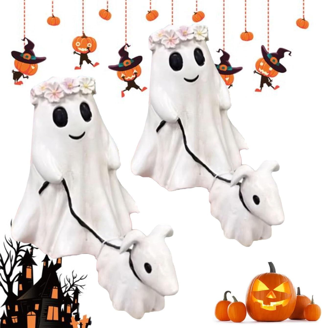 Ghost Walking Dog Statue, Halloween Ghost Dog Statues, Spooky Ghost Dog ...