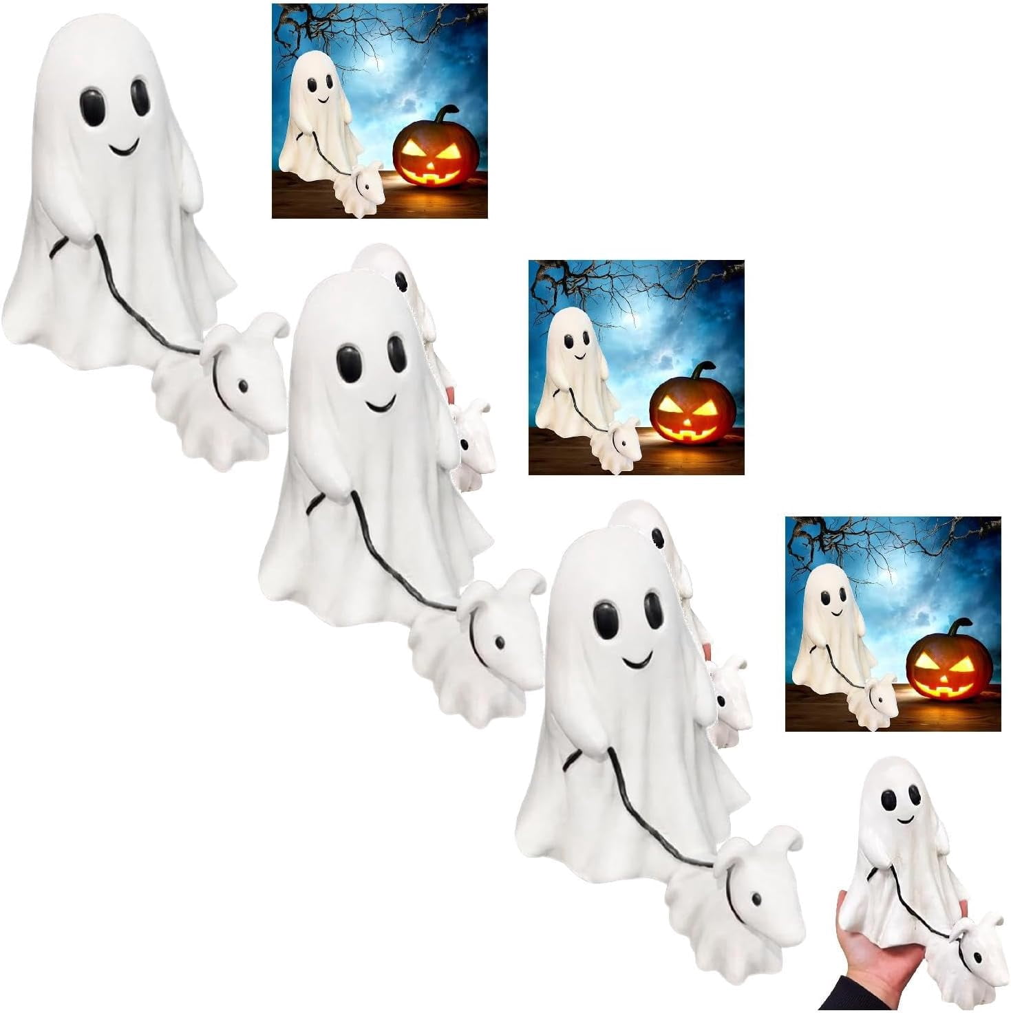 Ghost Walking Dog Statue, Spooky Ghost Dog Halloween Figurine ...