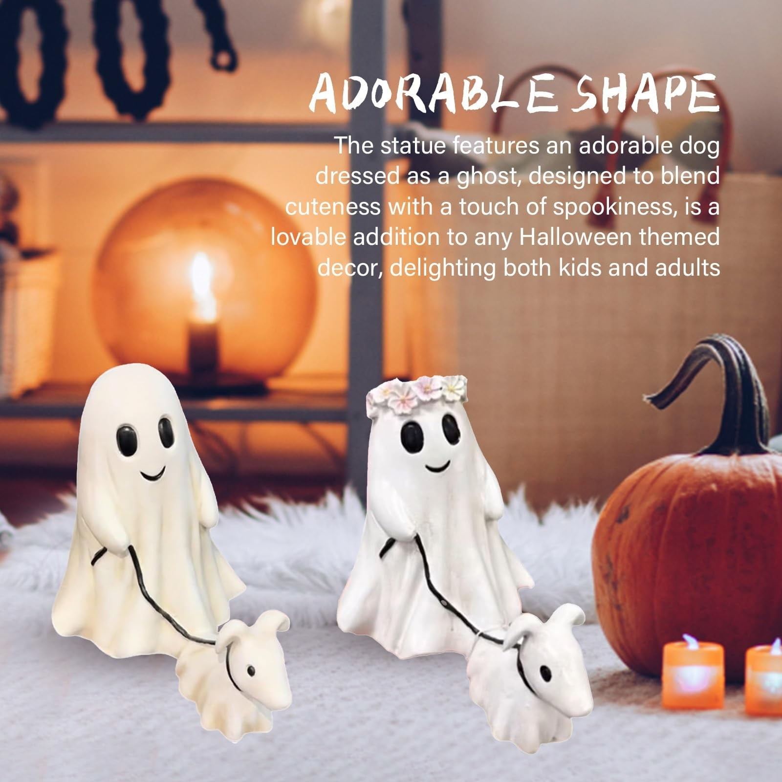 Ghost Walking Dog Statue - Spooky Halloween Decor, Adorable Indoor ...