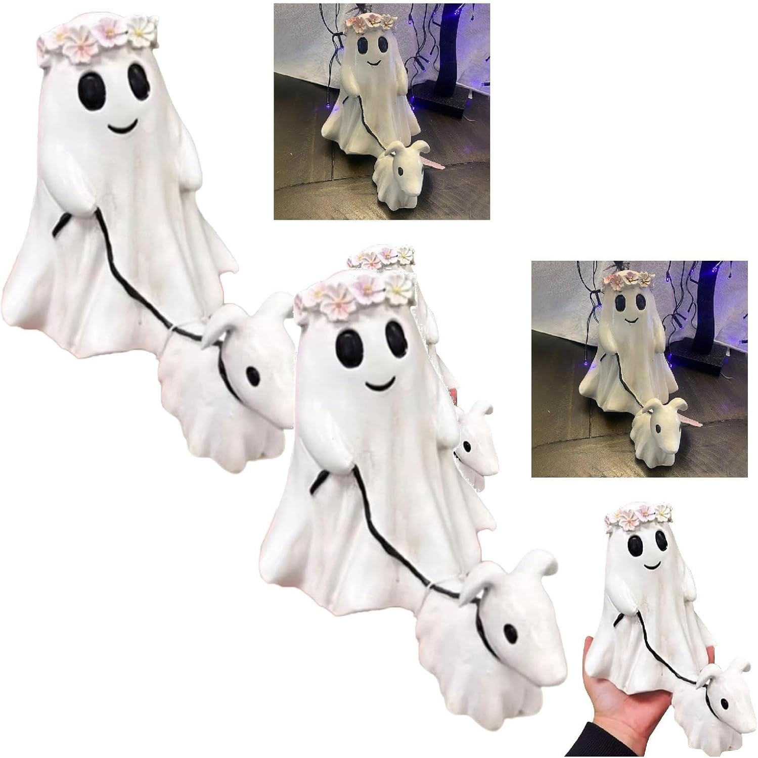 Ghost Walking Dog Statue, Spooky Ghost Dog Figurine, Ghost Dog Statues ...