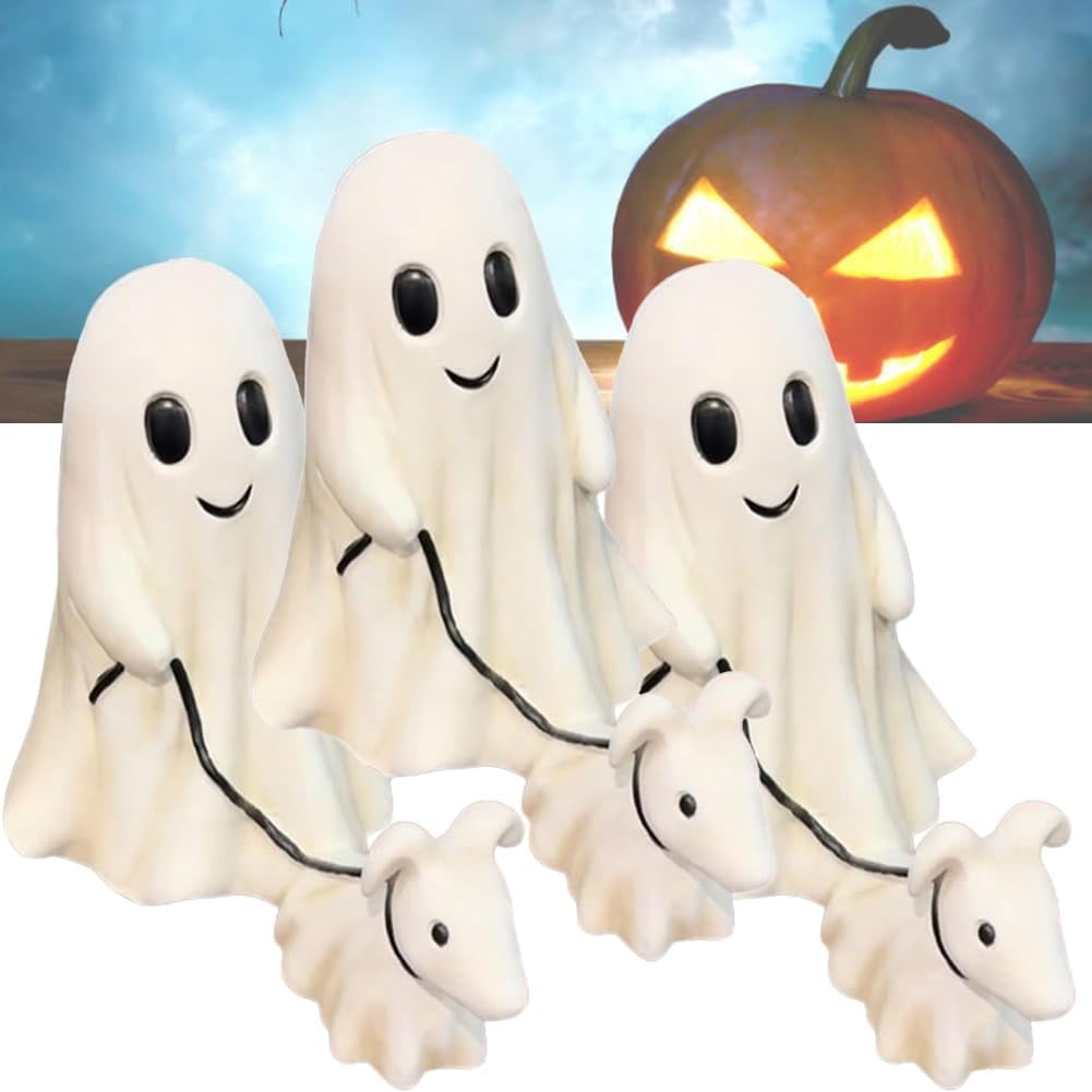 Ghost Walking Dog Statue, Spooky Ghost Dog Halloween Figurine ...