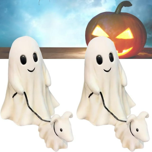 Ghost Walking Dog Statue, Spooky Ghost Dog Halloween Figurine ...