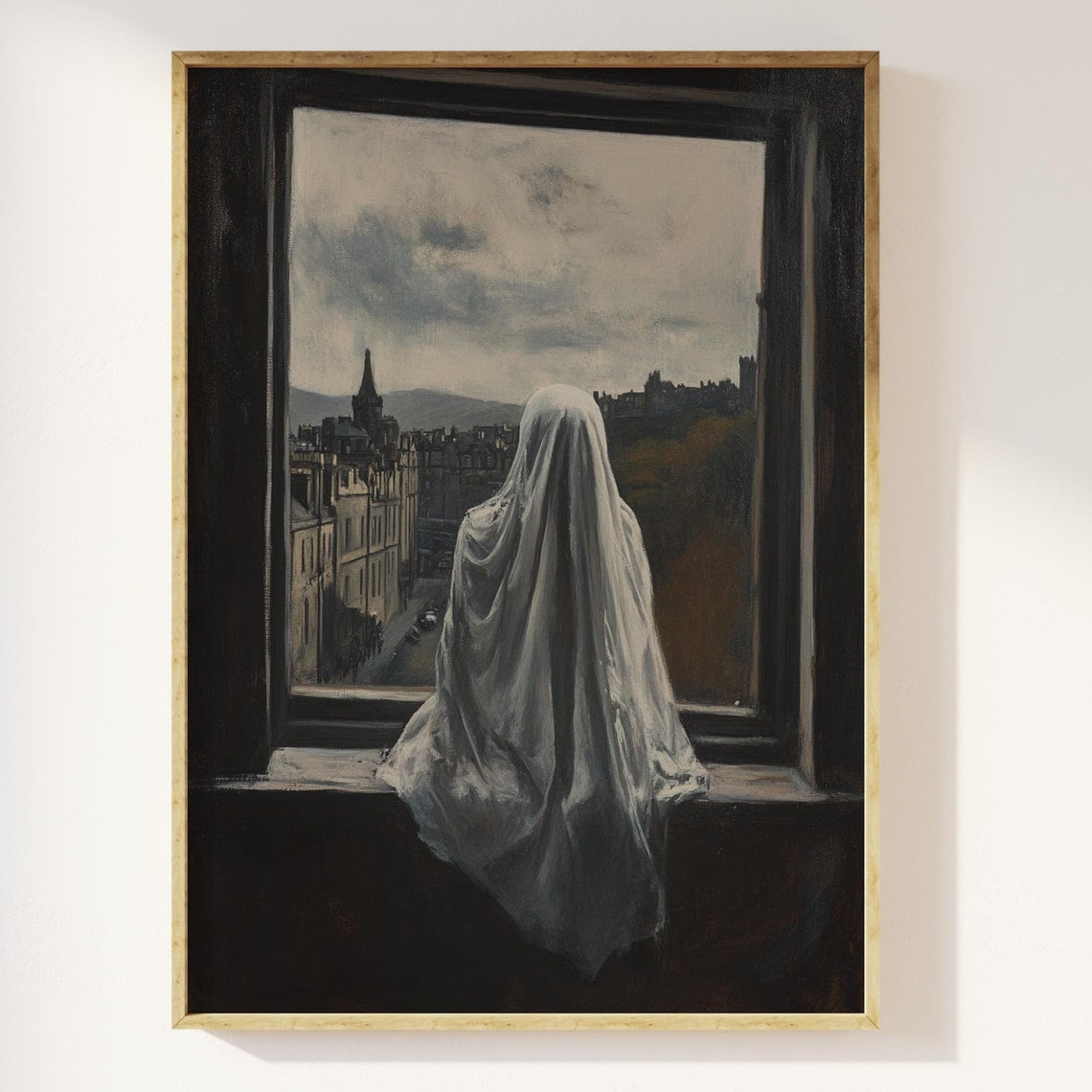 Ghost Watching Over City Art Print Moody Edinburgh Architecture, Dark ...