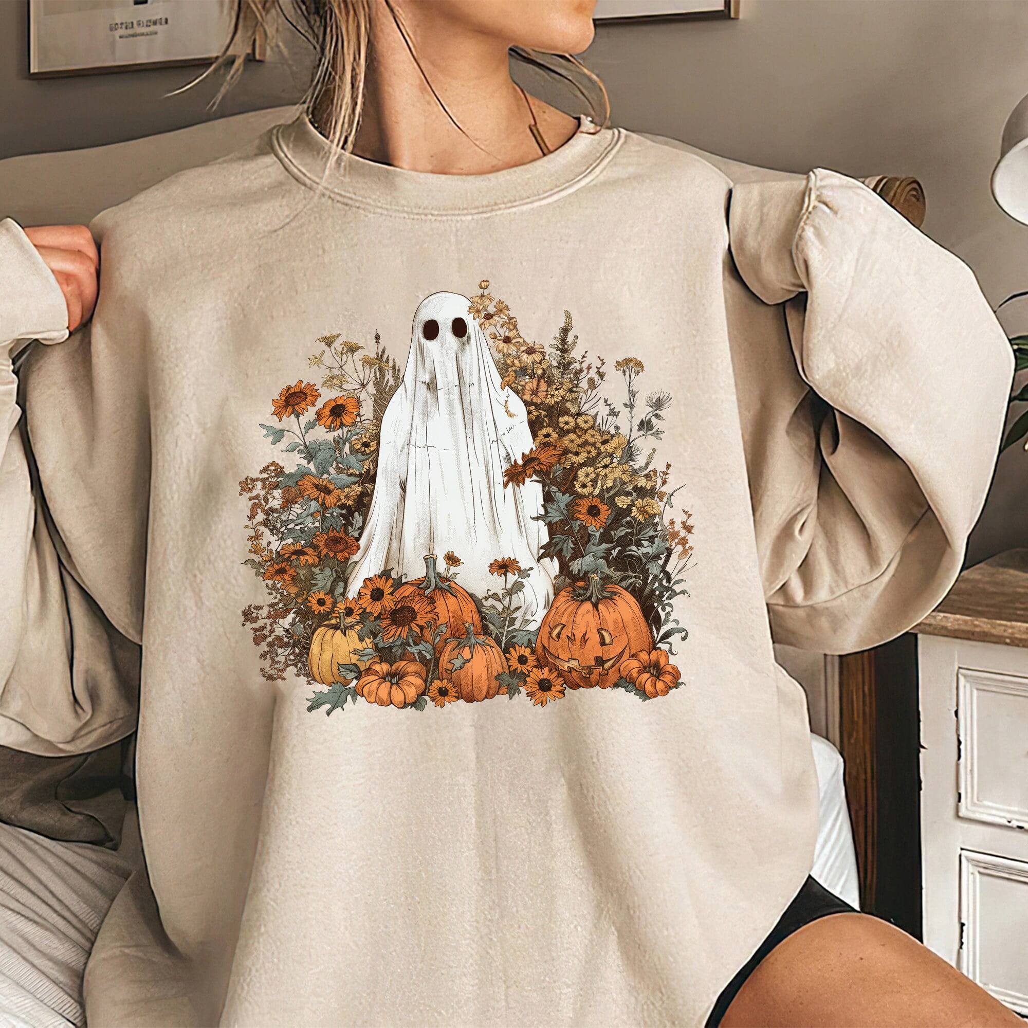 Ghost Wildflowers Retro Shirt, Ghost Shirt, Ghost Pumpkins Shirt, Fall ...