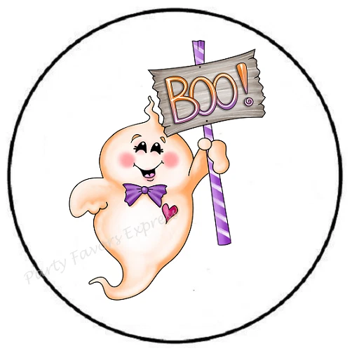 Ghost With Boo Sign Halloween Stickers Party Favors Phone Decal Water ...