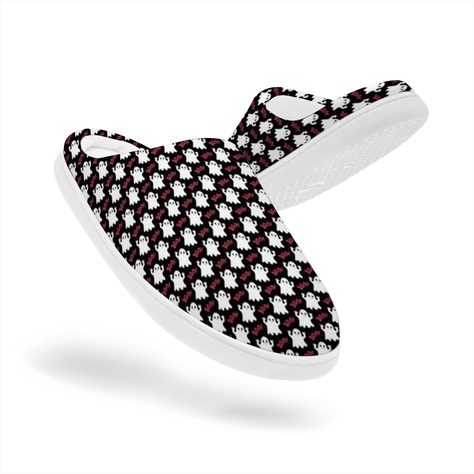 Ghost,Womens Cozy Cotton flannel Slippers,Happy Halloween Theme Ghosts ...