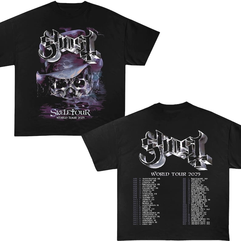 Ghost World Tour 2025 Fan Gift, Ghost Skeletour World Tour Tee, Ghost ...
