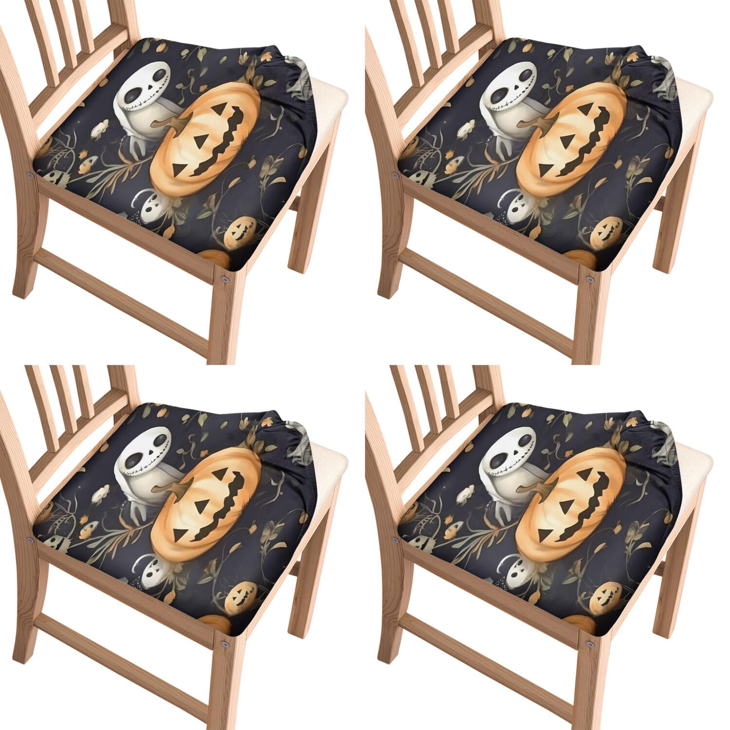Ghost and Pumpkin Halloween Chair Covers Set of 4 - Cute Spooky ...