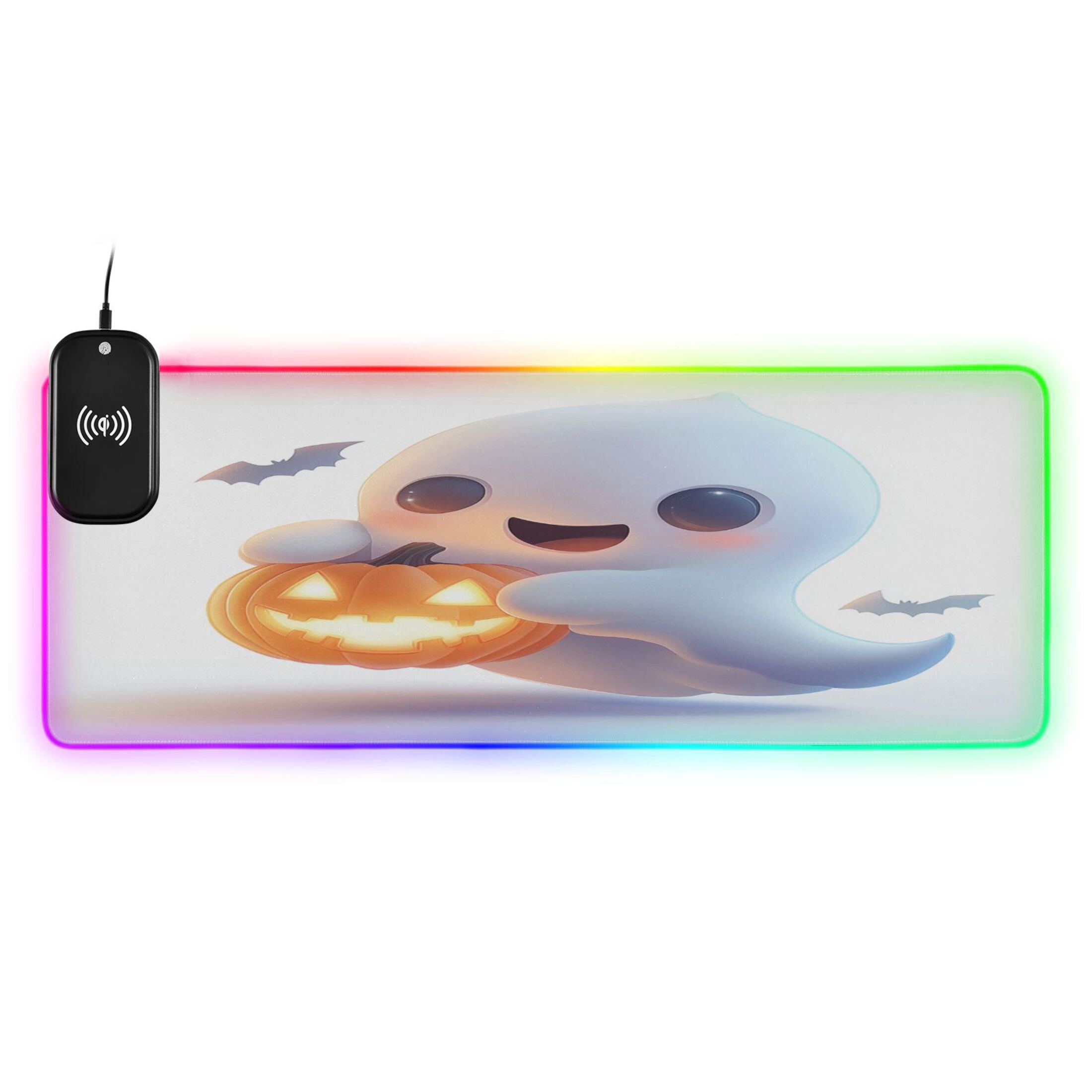 Ghost and Pumpkin Large RGB Gaming Mouse Pad with Fast Wireless ...