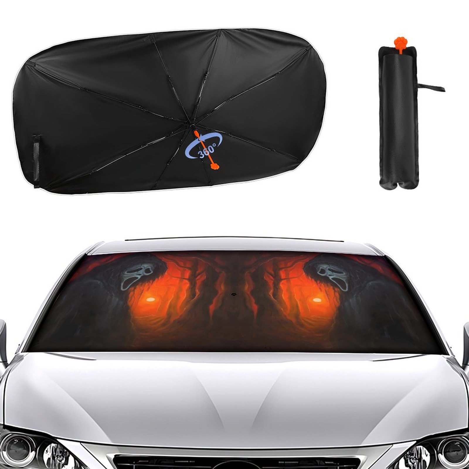 Ghost-face Car Sun Shade Umbrella, Car Shade Front Windshield Sun Shade ...