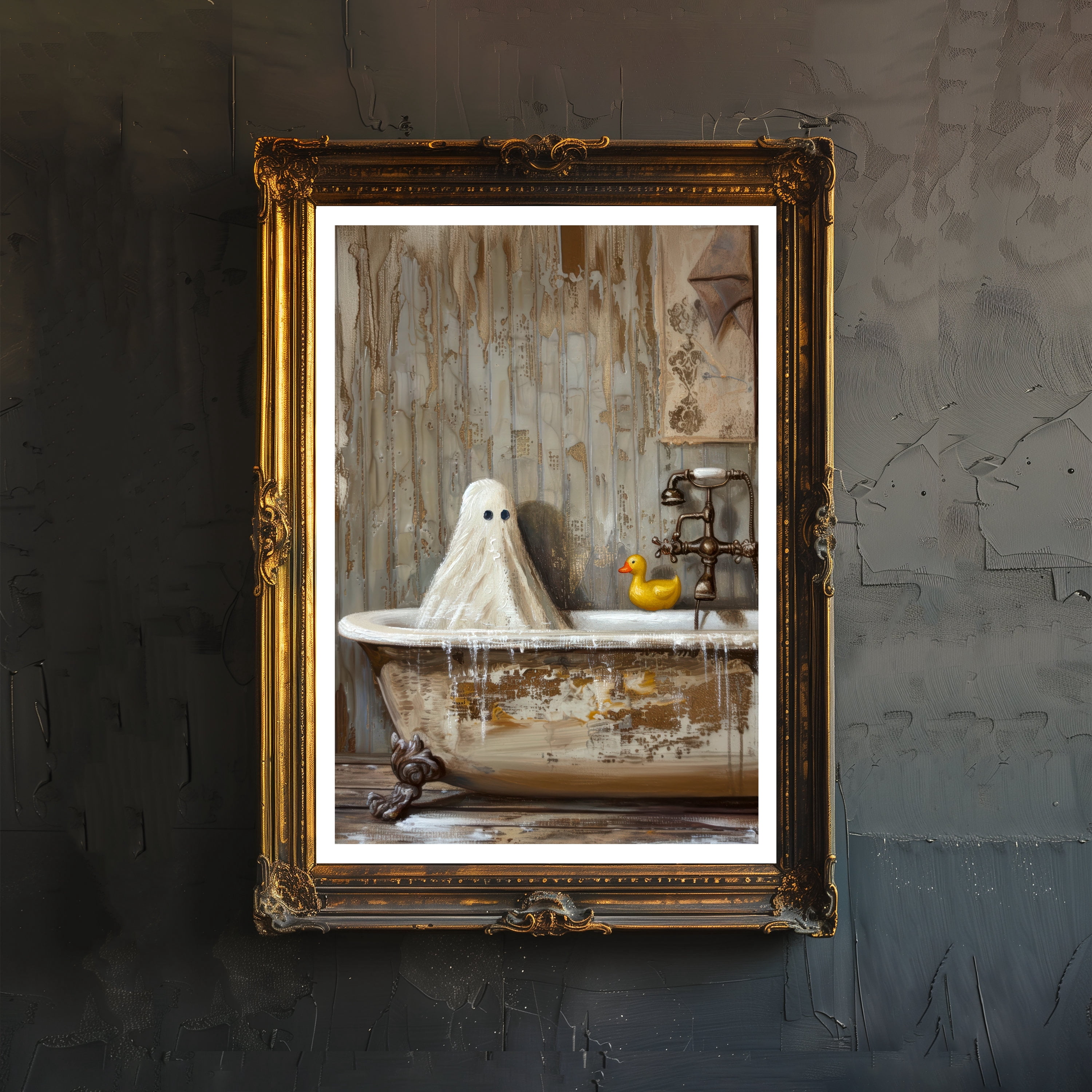 Ghost in a Bathtub Print Spooky Art Dark Academia Gothic Home Decor ...