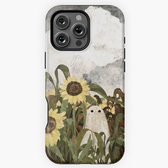 Ghost in the Sunflower Field Illustration iPhone Case 17 16 15 14 13 12 ...