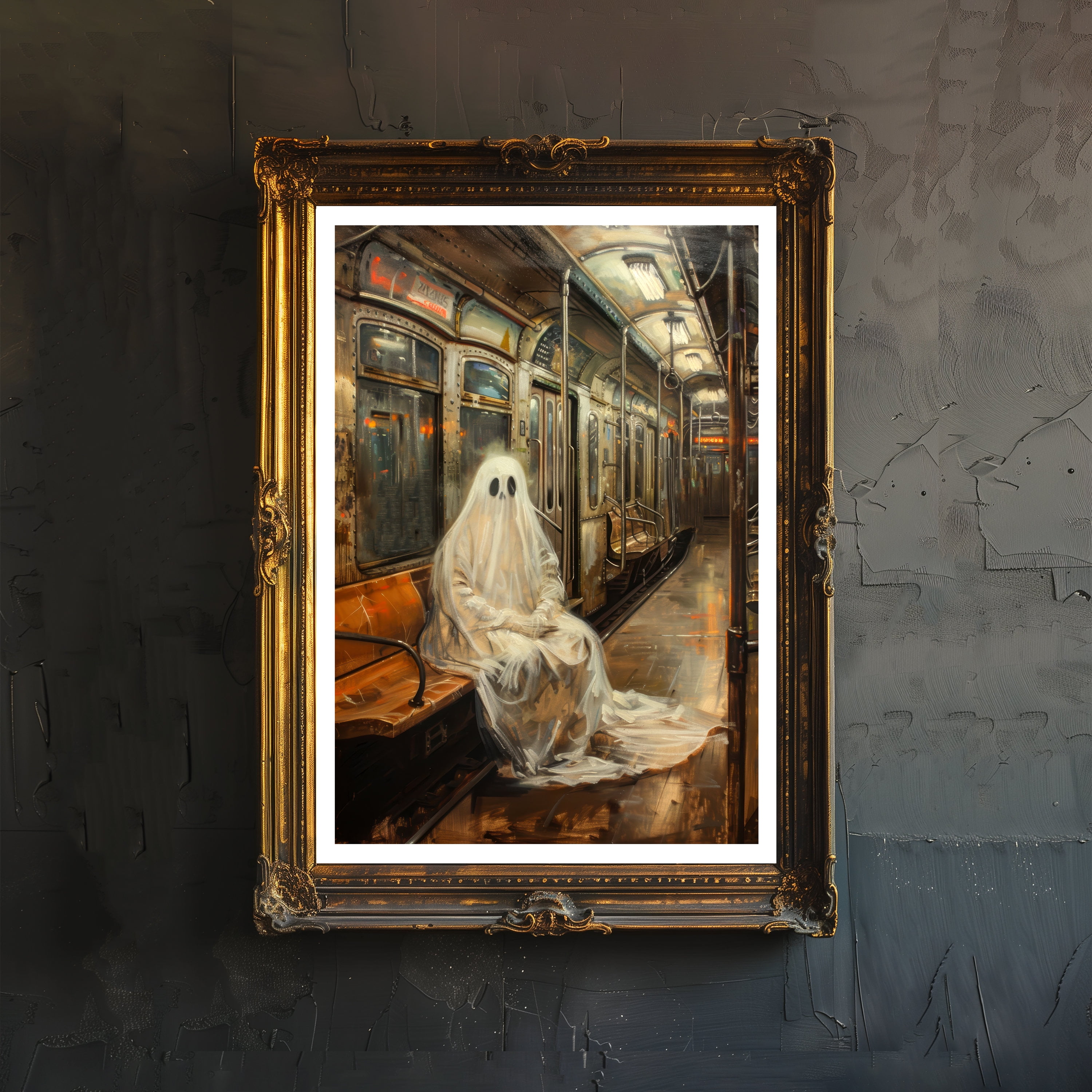 Ghost on a Subway Print Spooky Art Dark Academia Gothic Home Decor ...