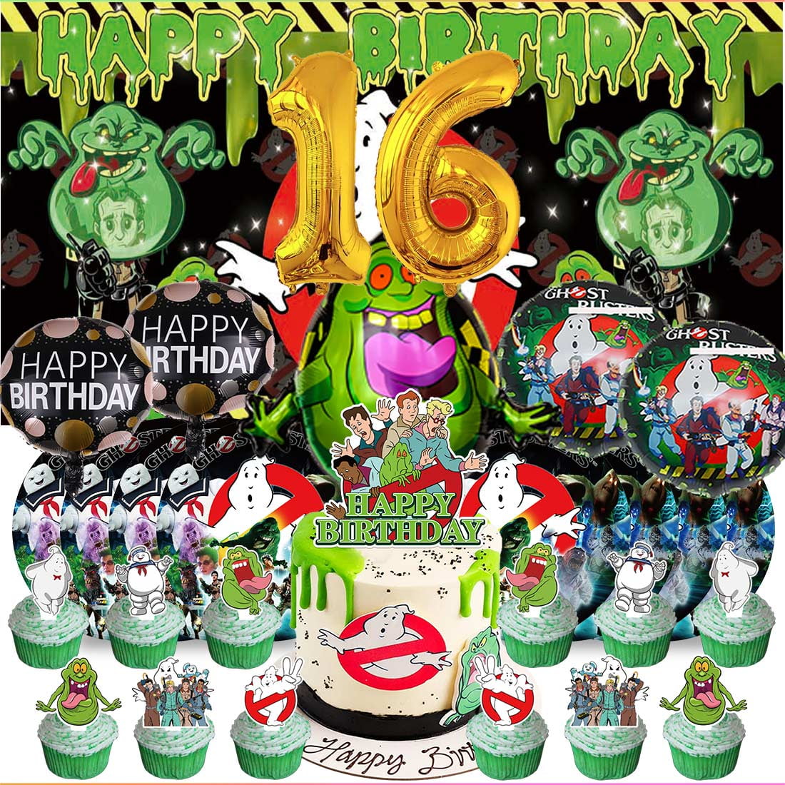 Ghostbusters 16th Tableware Balloons Cake Toppers Backdrop Banner ...
