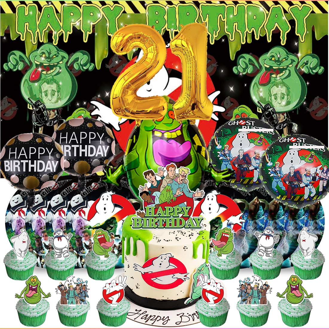 Ghostbusters 21th Tableware Balloons Cake Toppers Backdrop Banner ...