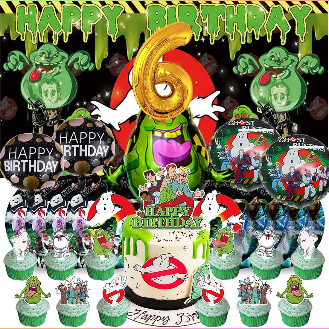 Ghostbusters 6th Tableware Balloons Cake Toppers Backdrop Banner ...