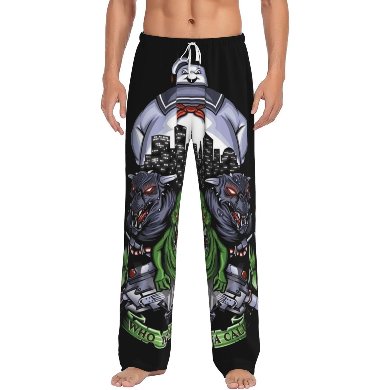 Ghostbusters Anime Cartoon All-Over Print Men'S Black Pajama Pants ...