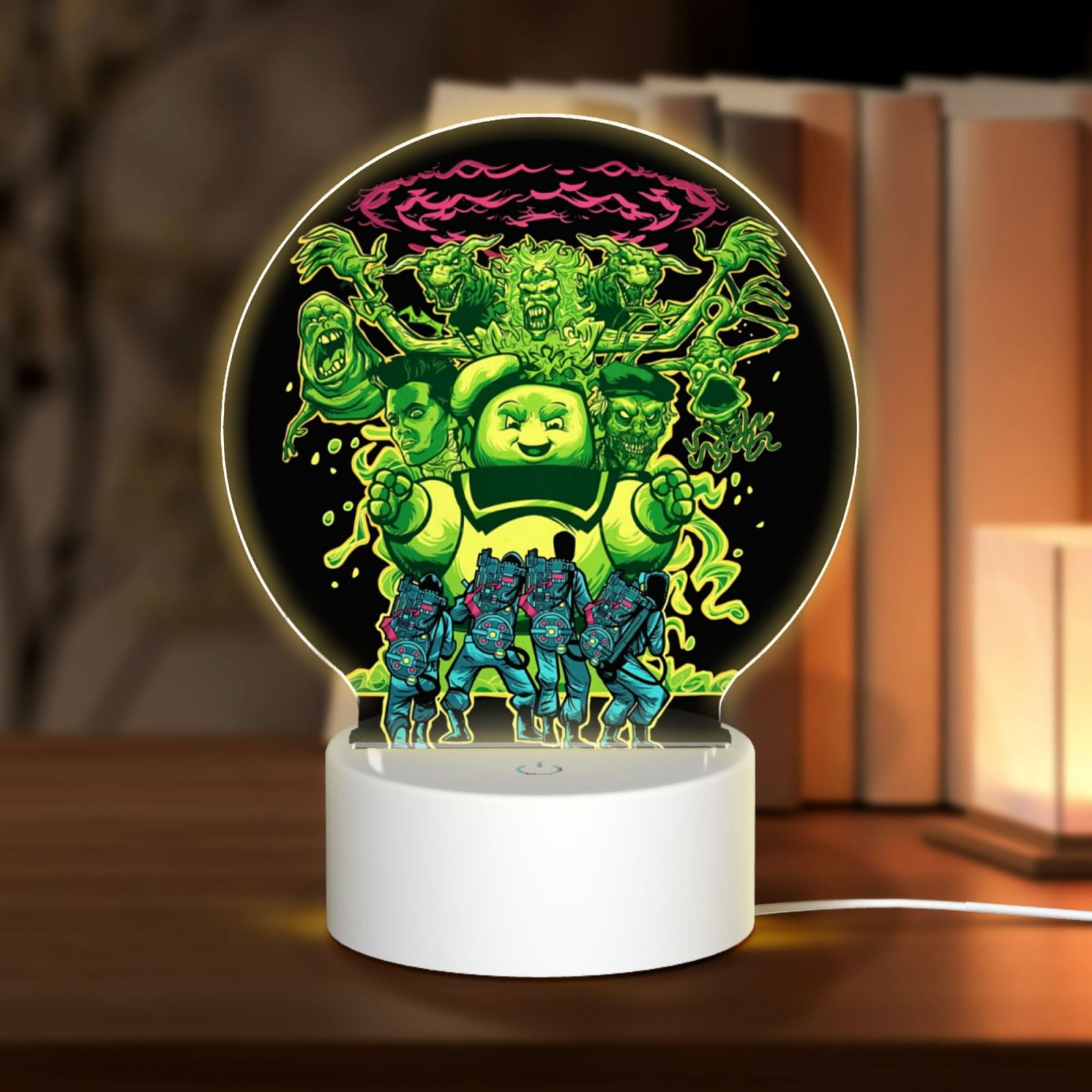Ghostbusters Anime Round Acrylic Night Light Is Suitable For Rooms ...
