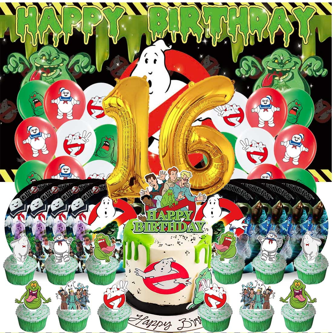 Ghostbusters Balloons Party Supplies 16th Decor Tableware Birthday Cake ...