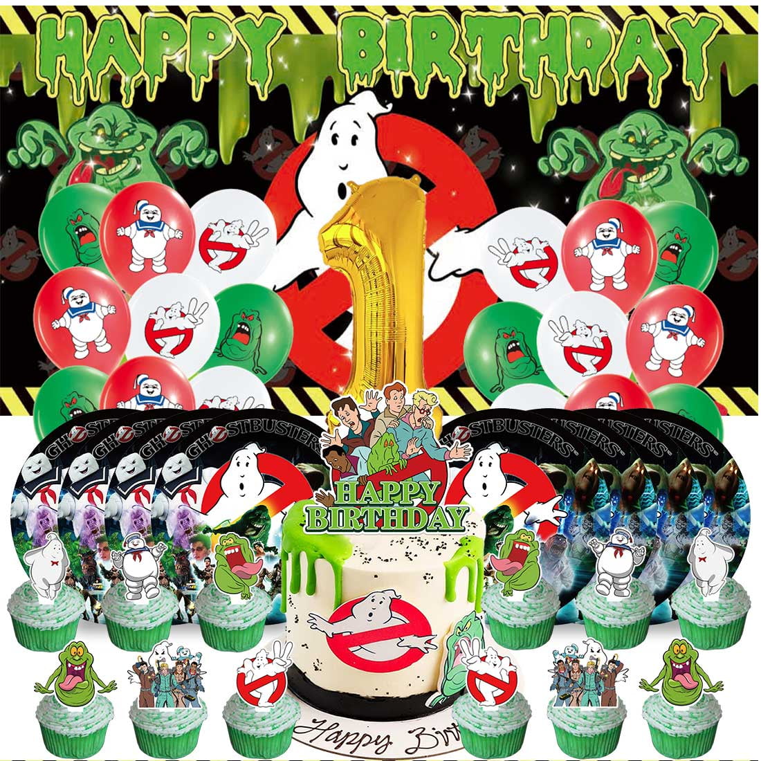 Ghostbusters Balloons Party Supplies 1st Decor Tableware Birthday Cake ...