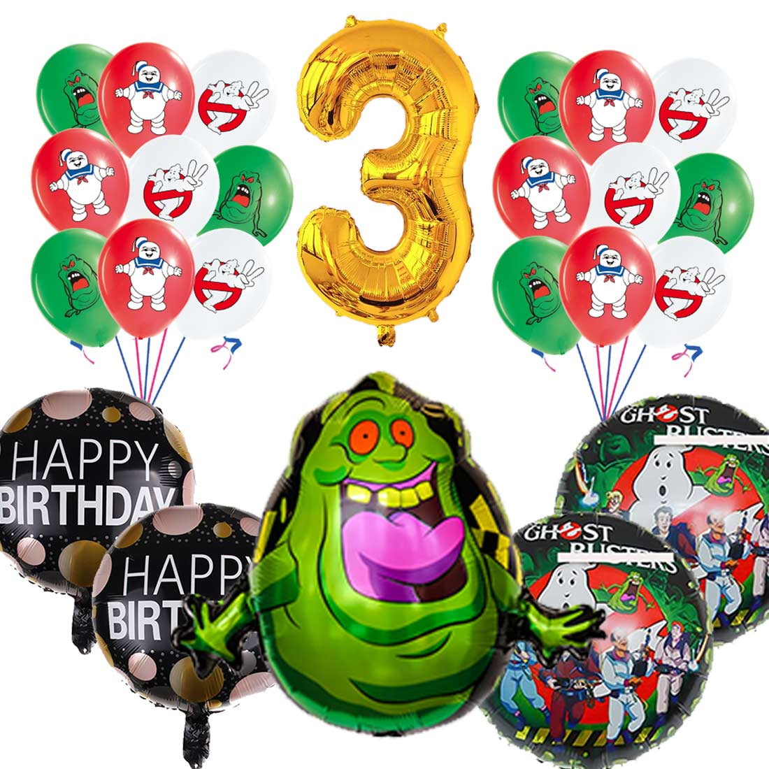 Ghostbusters Balloons Party Supplies 3rd Big Number Decorations Decor ...