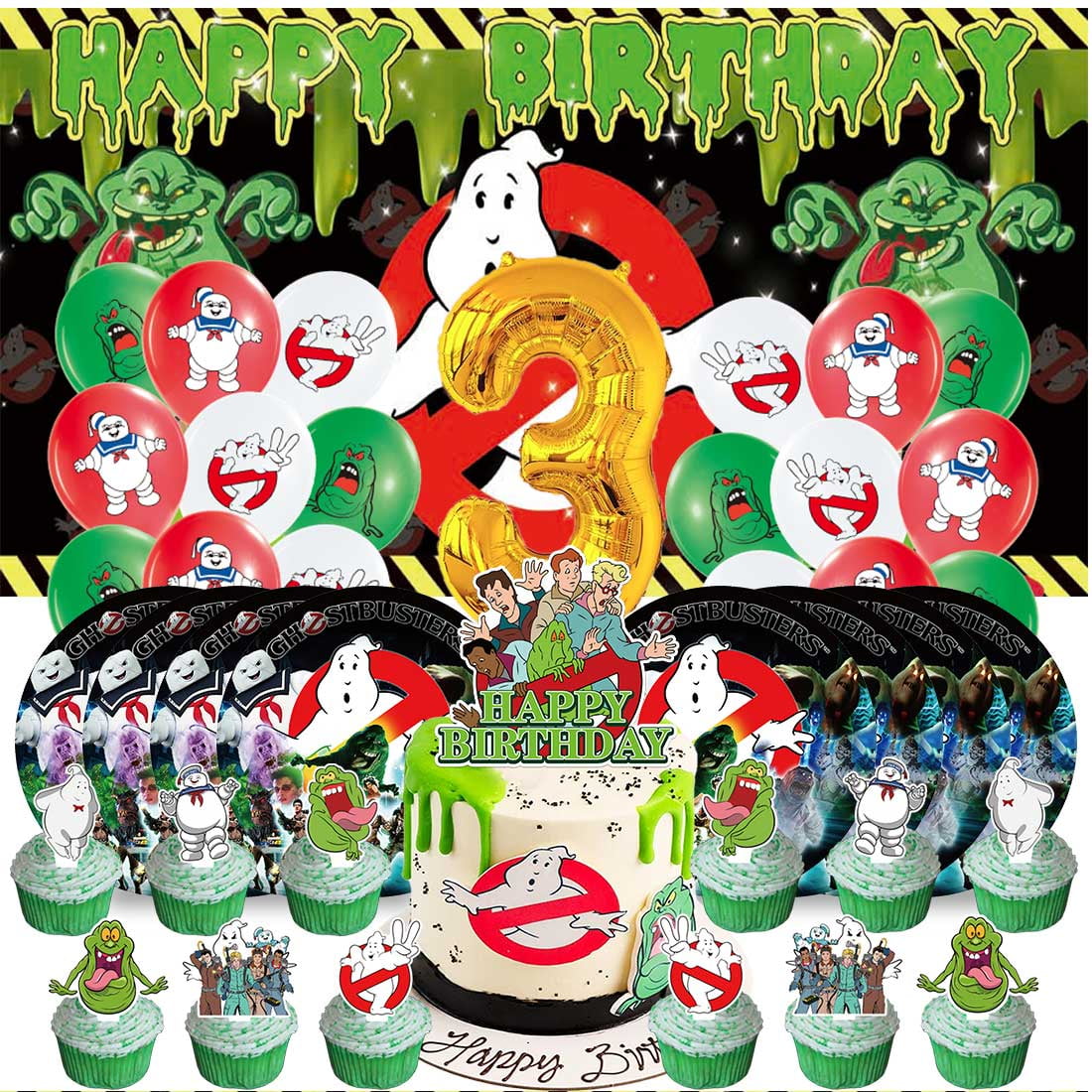 Ghostbusters Balloons Party Supplies 3rd Decor Tableware Birthday Cake ...