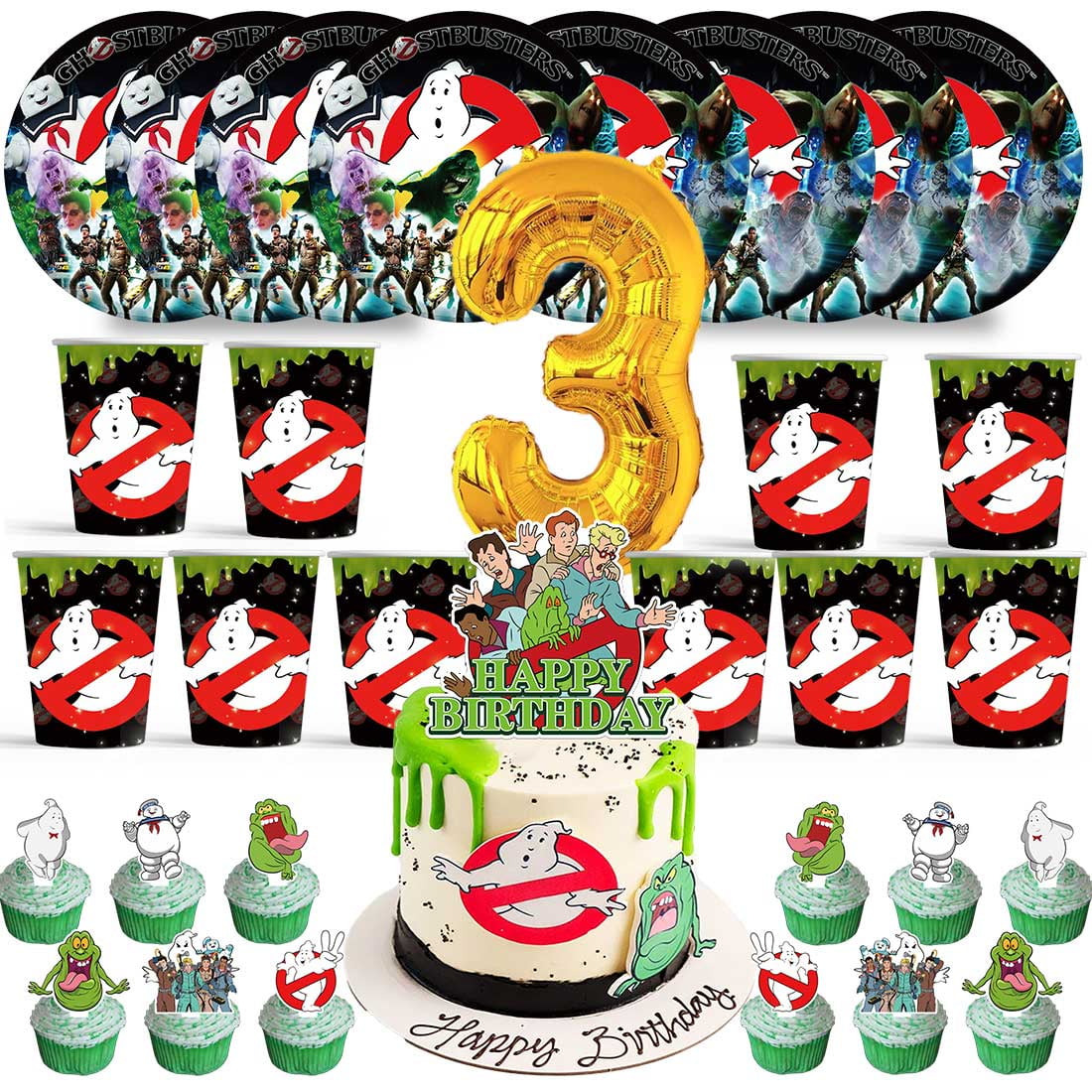 Ghostbusters Birthday 3rd Cups Party Supplies Plates Fans Decorations ...