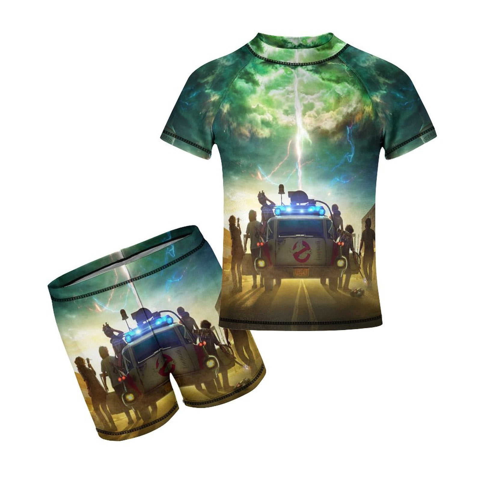 Ghostbusters Boys Rash Guard Set Short Sleeve Bathing Suit Swim Trunks ...