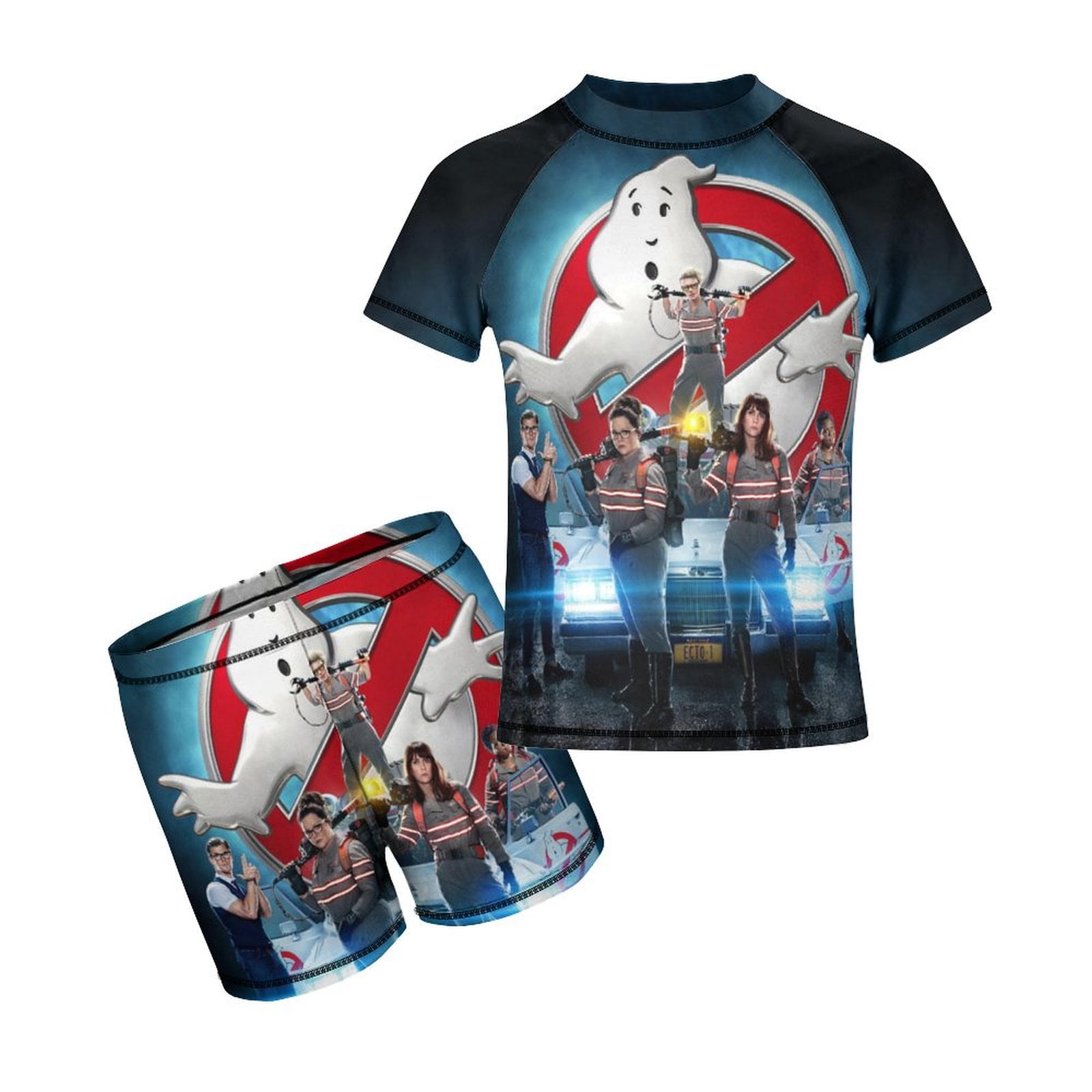 Ghostbusters Boys Rash Guard Set Short Sleeve Bathing Suit Swim Trunks ...