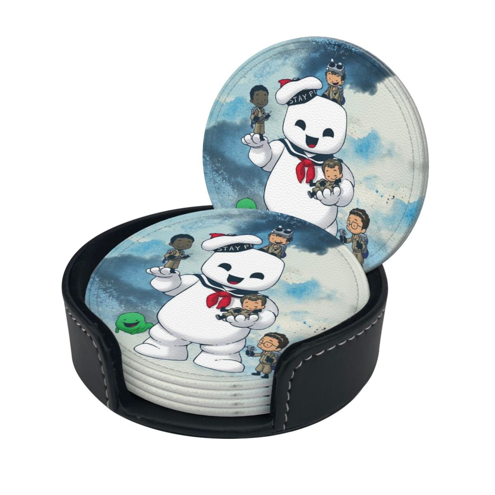 Ghostbusters-Cartoon Round Coaster Set Of 6 Tabletop Protection Mats ...