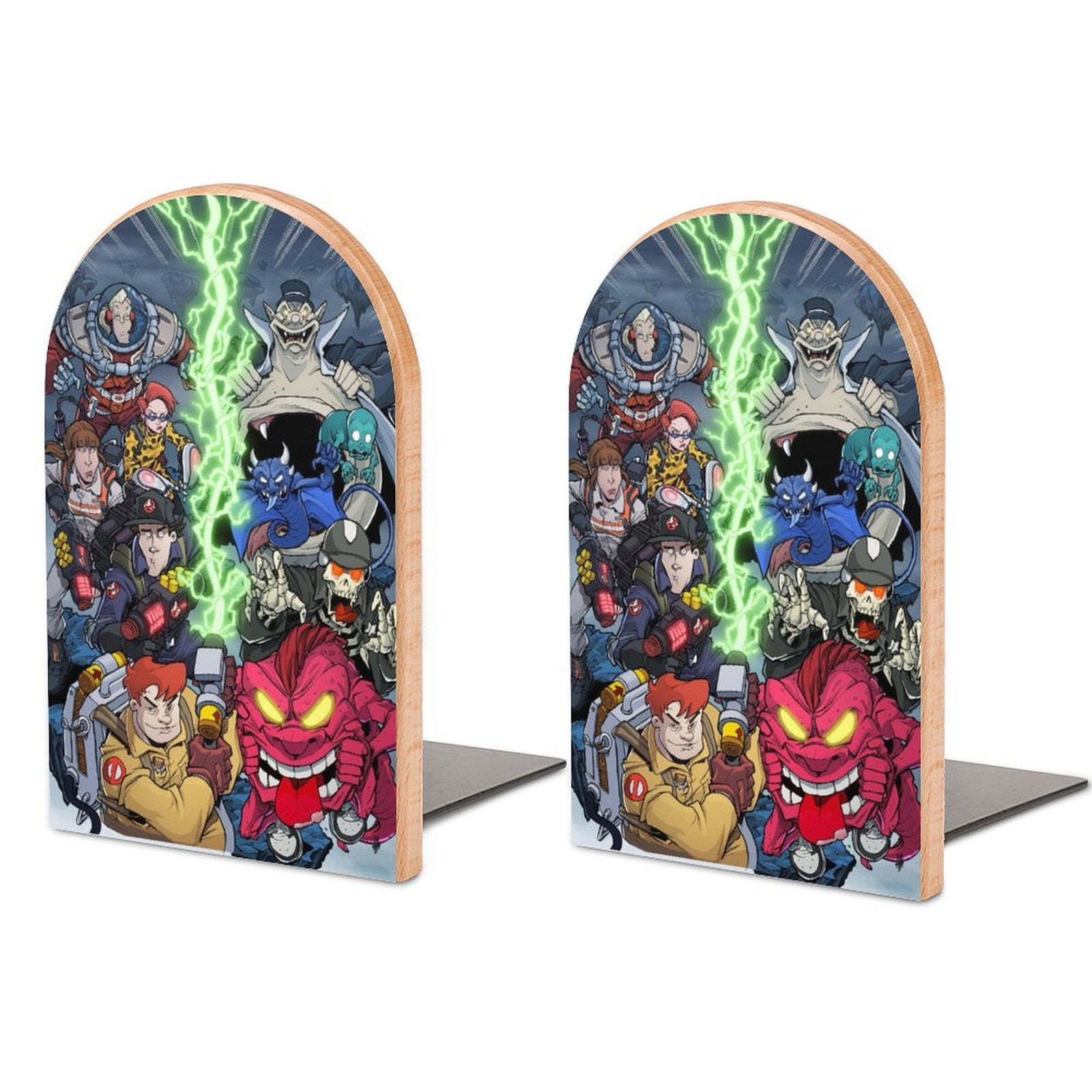 Ghostbusters Comic Bookends Wood Book Divider Decor Shelves Non-Skid ...