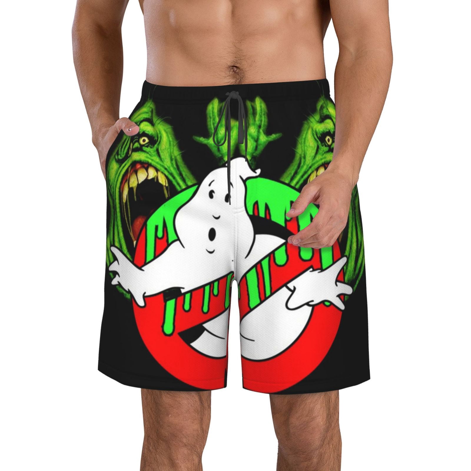 Ghostbusters Green Slimer Men's Beach Shorts Swim Trunks Casual Quick ...