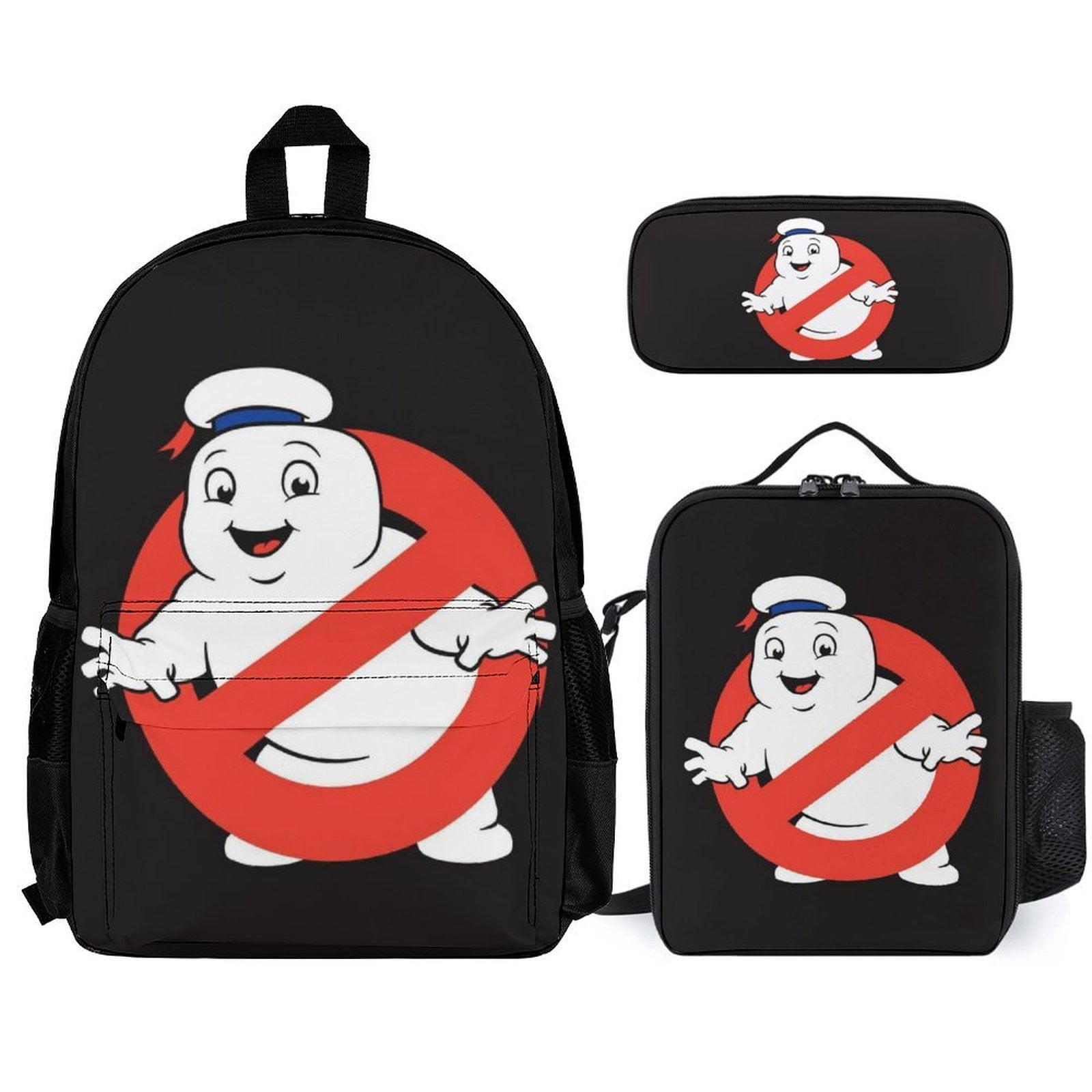 Ghostbusters Logo Stay Puft Backpack With Lunch Bag Pencil Case Pen Bag ...