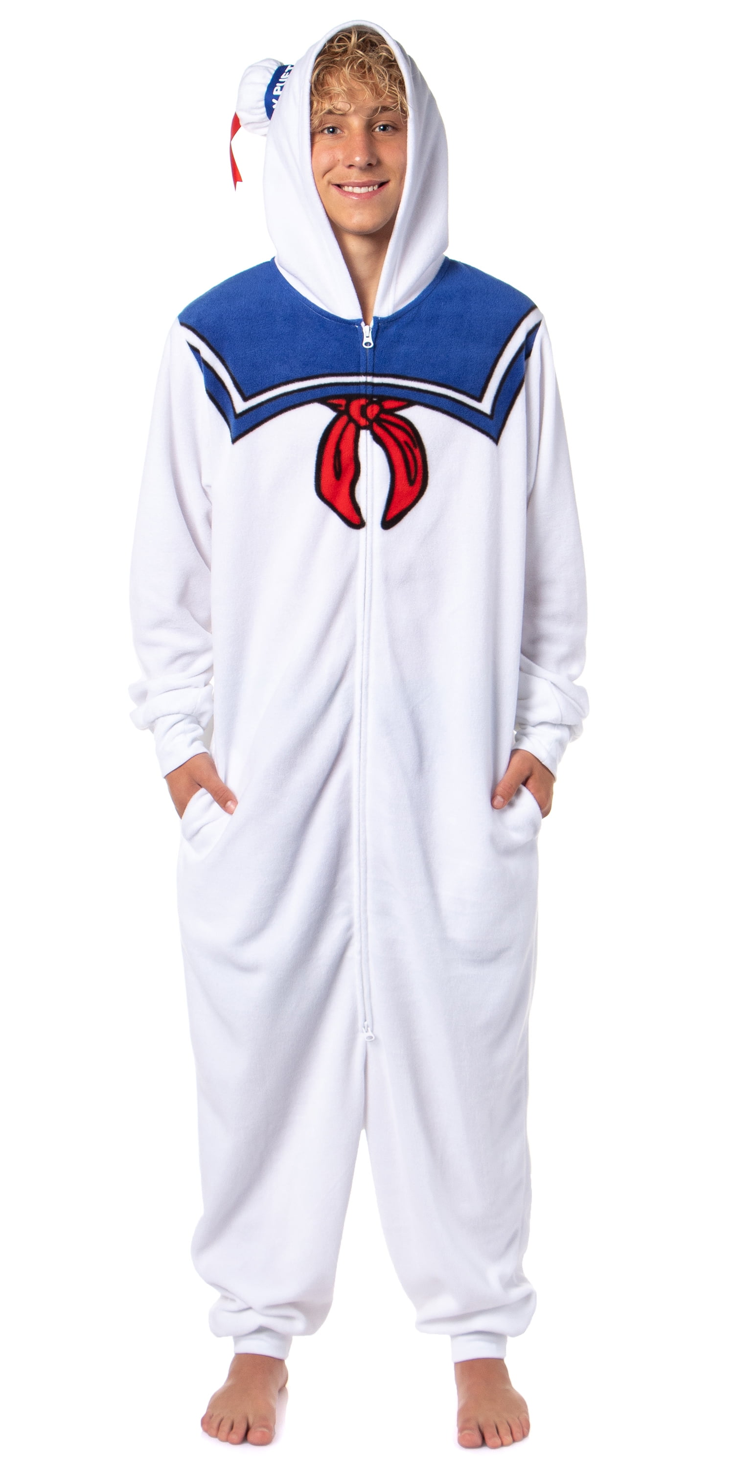 Ghostbusters Men's Stay Puft Marshmallow Man Hooded Fleece One Piece ...
