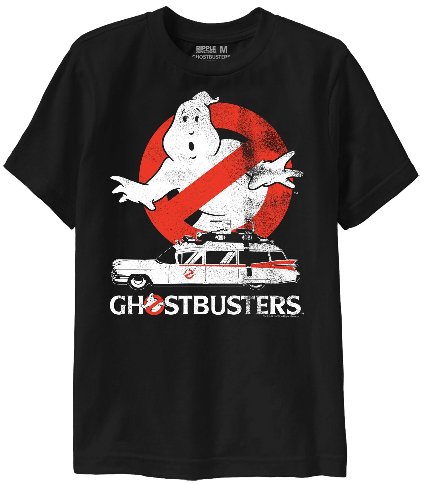 Ghostbusters Movie Kids T-Shirt No Ghost Ectomobile Vintage Distressed ...